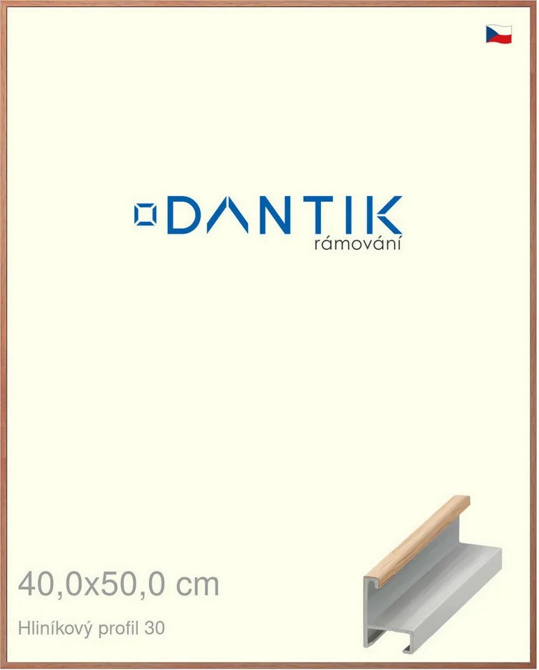 DANTIK rámeček 40x50 | ALU profil 6030 Dýha dub lak matný (Plexi Čiré)