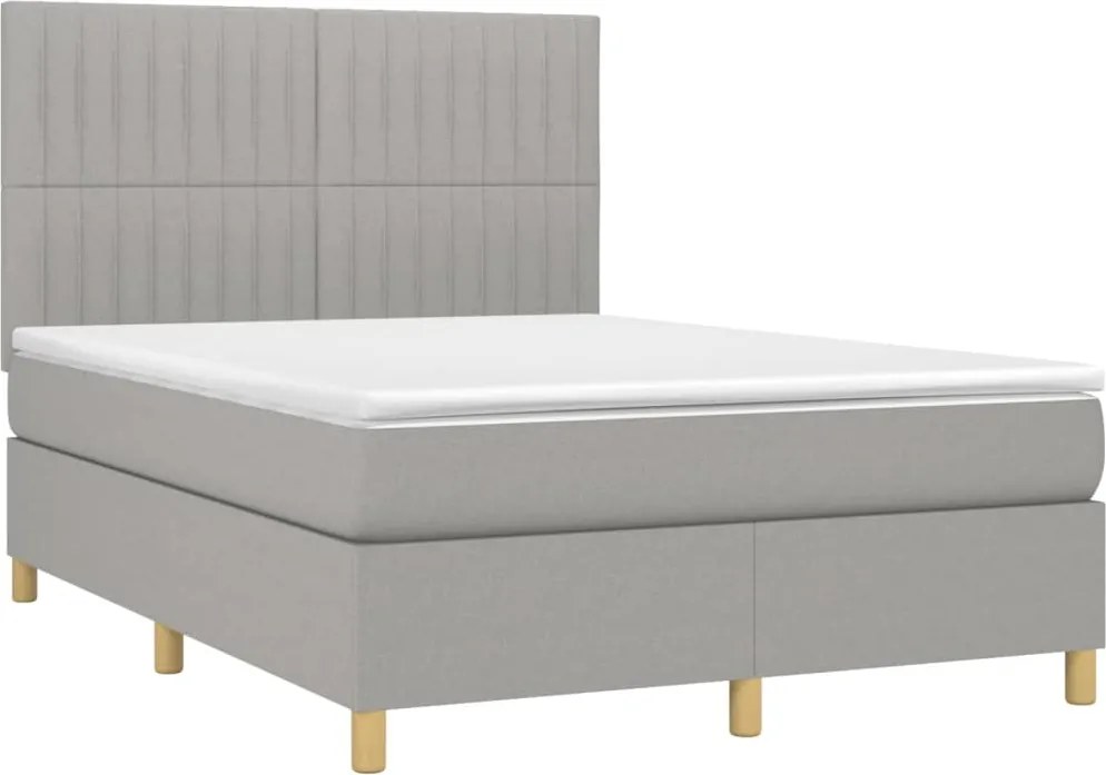 Box spring postel s matrací světle šedá 140 x 190 cm textil 3142489