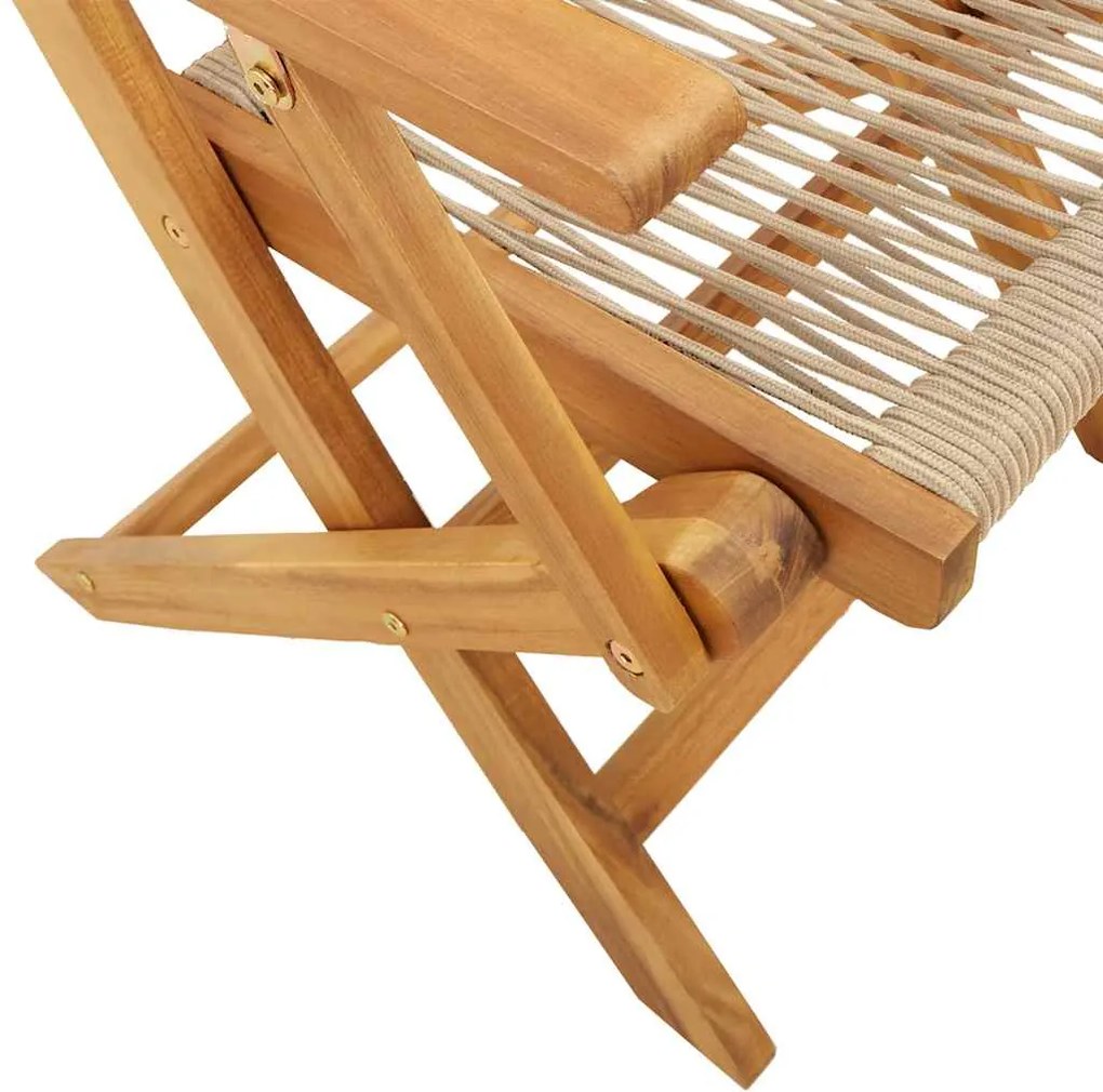 3dílný bistro set béžový polypropylen a masivní dřevo 3281795