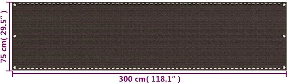 Balkonová zástěna hnědá 75 x 300 cm HDPE 311040