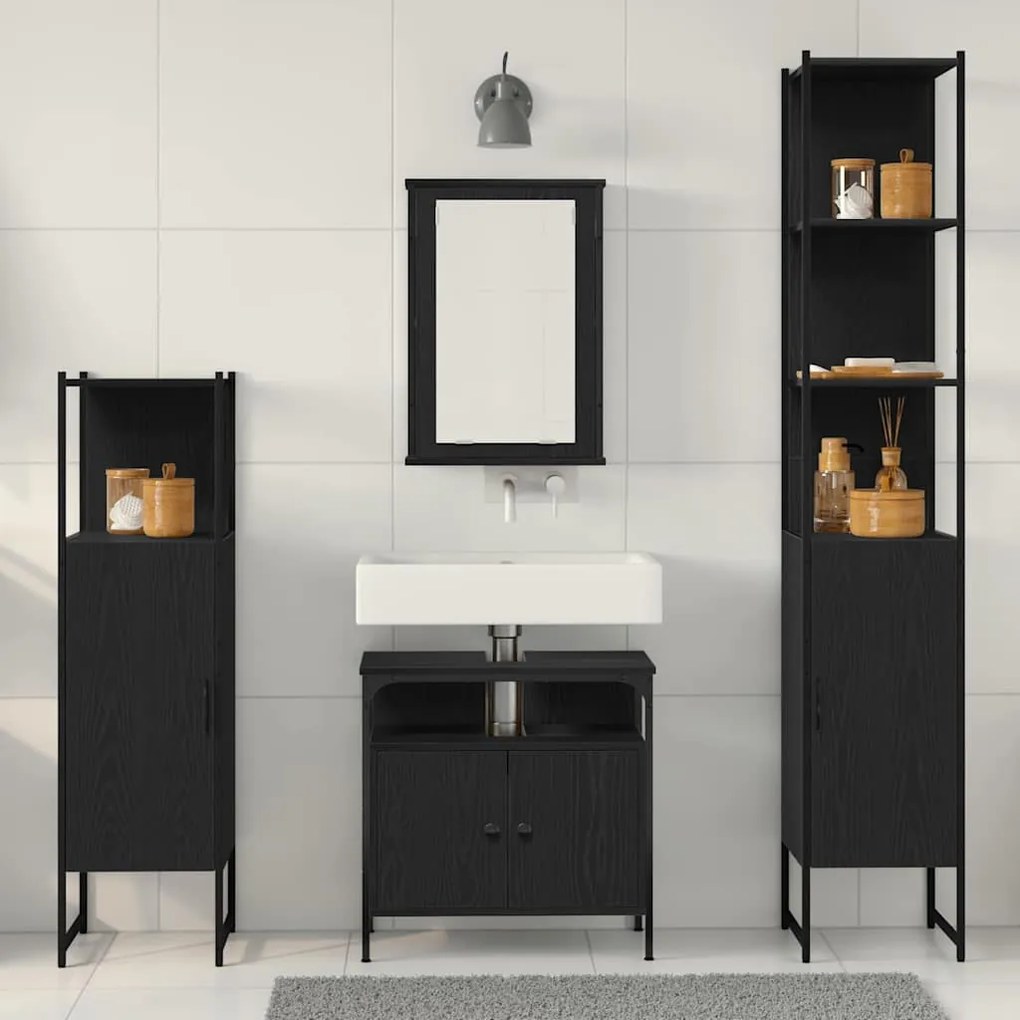 Sada koupelnového nábytku 4 ks Černý dub 33 x 33 x 185,5 cm 3334427