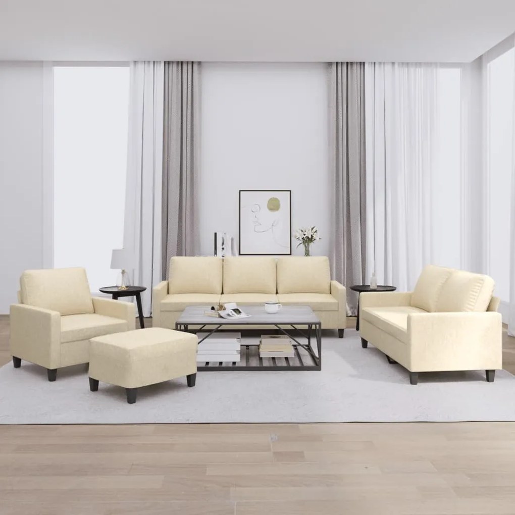 4dílná sedací souprava s poduškami krémová textil 3201438
