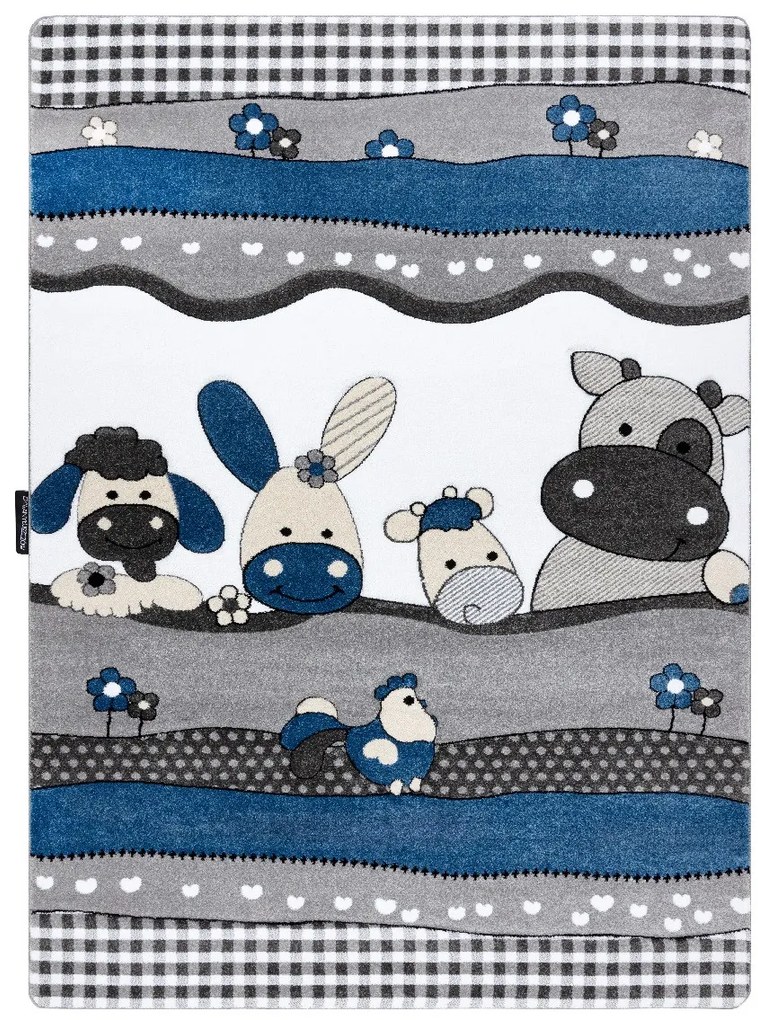 Dywany Łuszczów Dětský kusový koberec Petit Farm animals blue - 160x220 cm