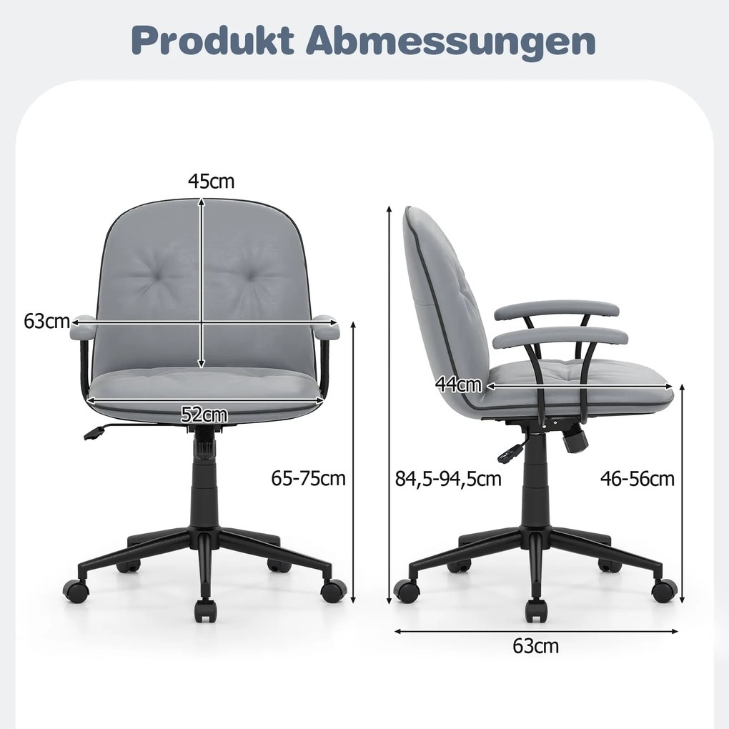 Costway Kancelářská židle ergonomická psací židle z umělé kůže s polstrovanými