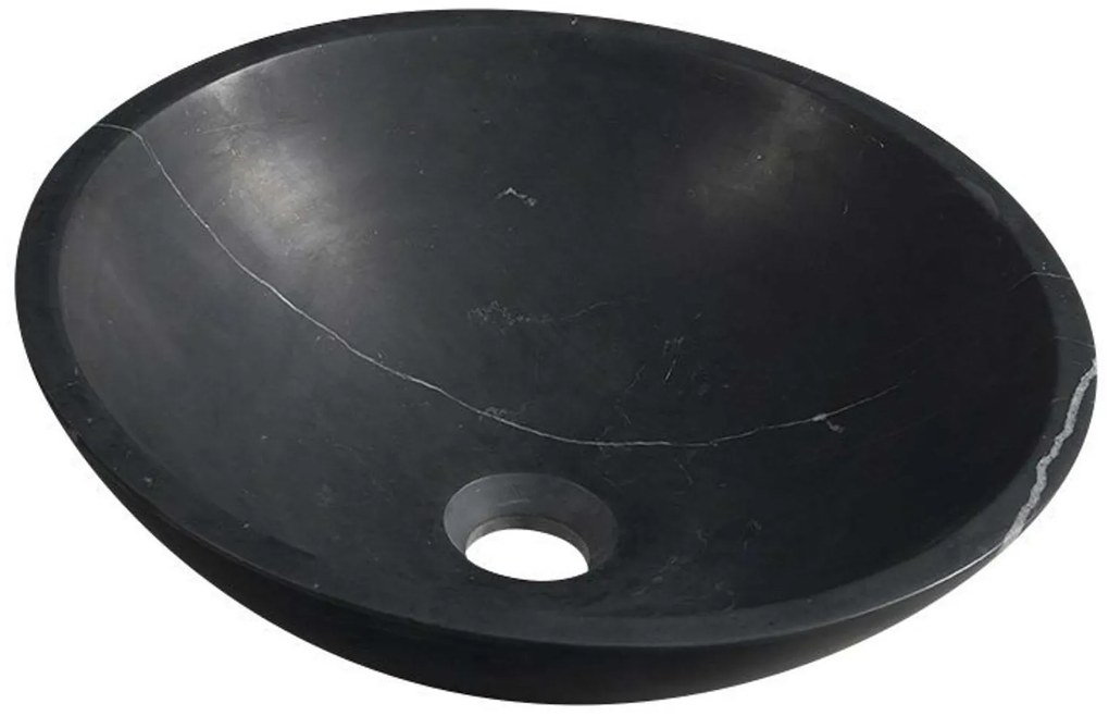 Sapho Blok - Umyvadlo na desku, průměr 40 cm, bez otvoru pro baterii, černý kámen 2401-35