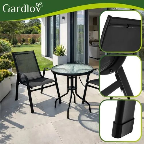 Balkonový set stůl + 2 židle černý Gardlov 27568