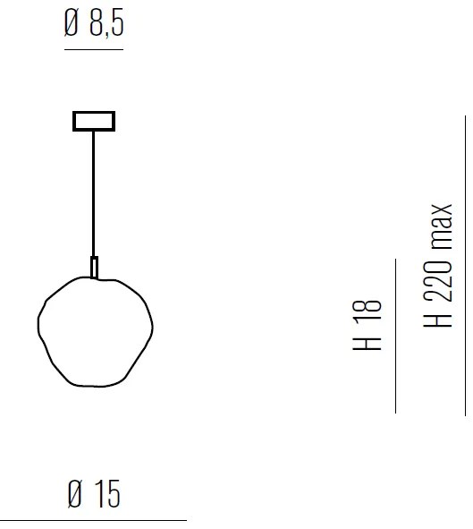 Metal Lux 274.515.01 Saxa, závěsé svítidlo z čirého skla, 1xG9, průměr 15cm