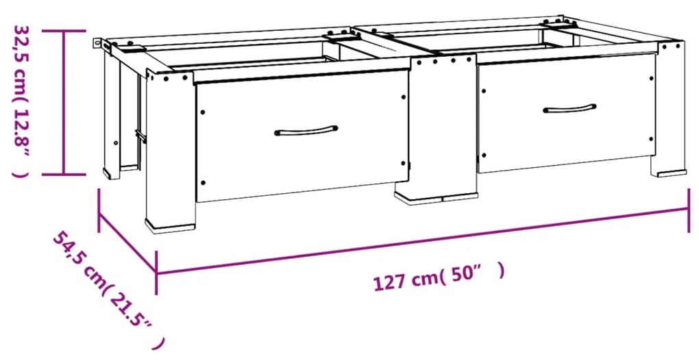 vidaXL Marketos Dvojitý podstavec pod pračku a sušičku se zásuvkami bílý
