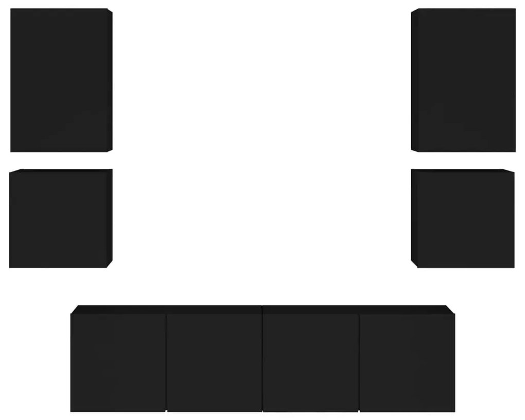 6dílná obývací stěna černá kompozitní dřevo - Default Title