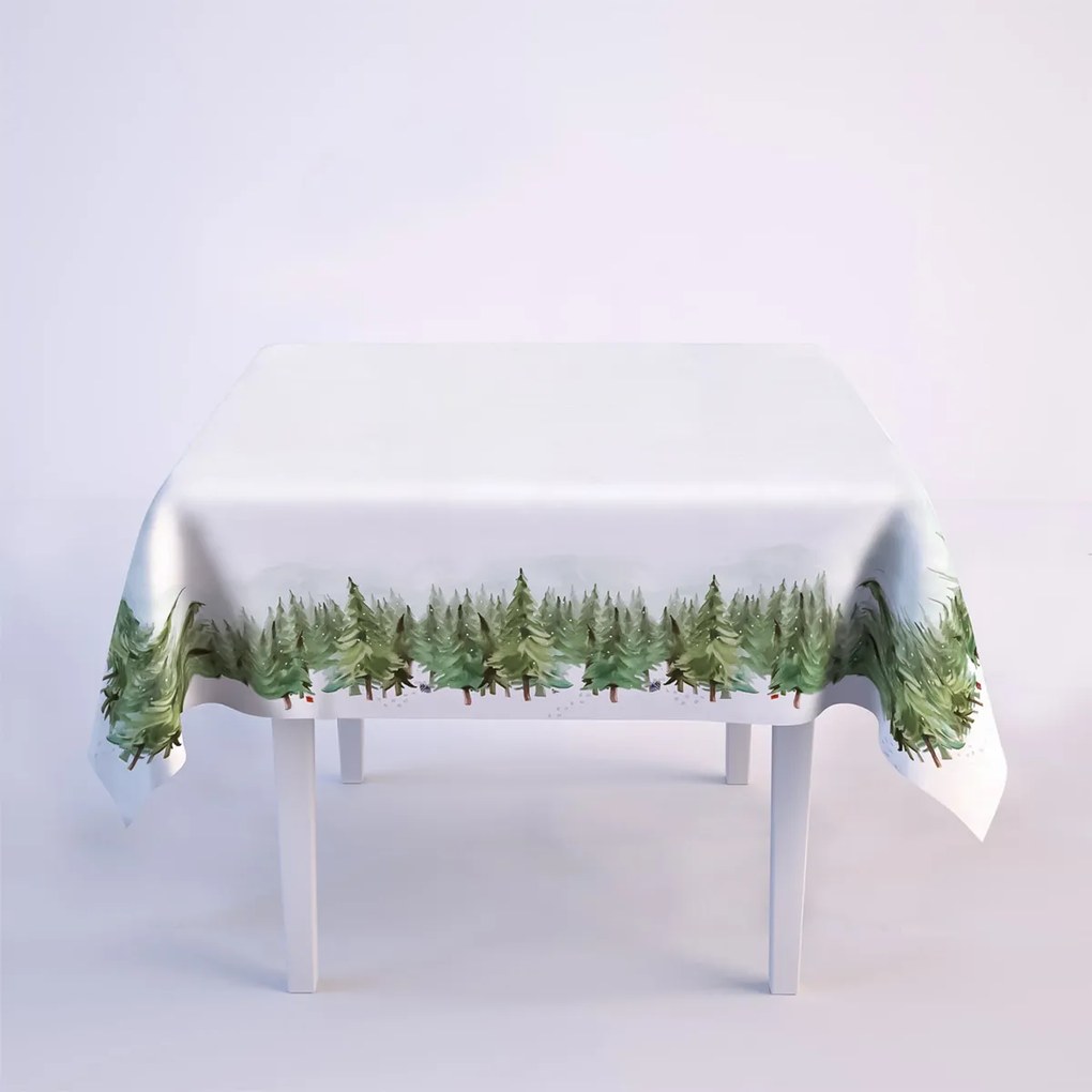 Lenbutik Lněný , luxusní ubrus Vánoce zelené stromky Rozměry ubrusů: 100x100 cm