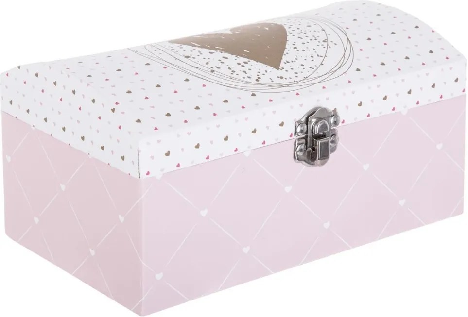 Skříňka, kazeta, box na bižuterie, ružový box, krabice, organizer, 20 x 10 x 12 cm, růžová barva