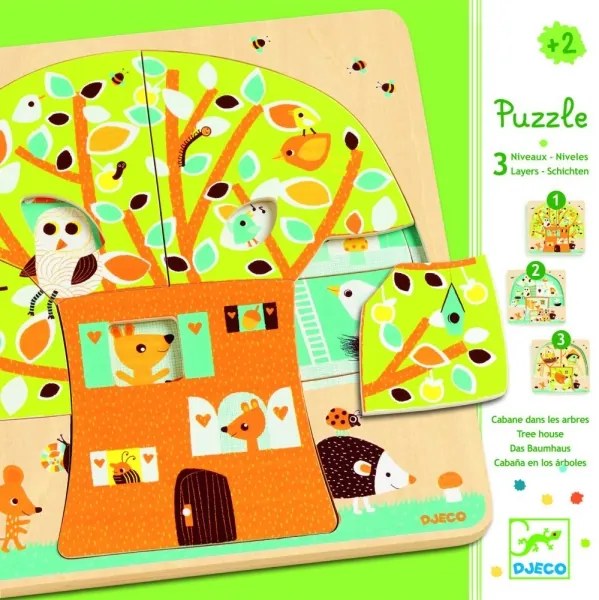 Djeco Třívrstvé puzzle pro nejmenší Obyvatelé stromu - 25x25x1,6