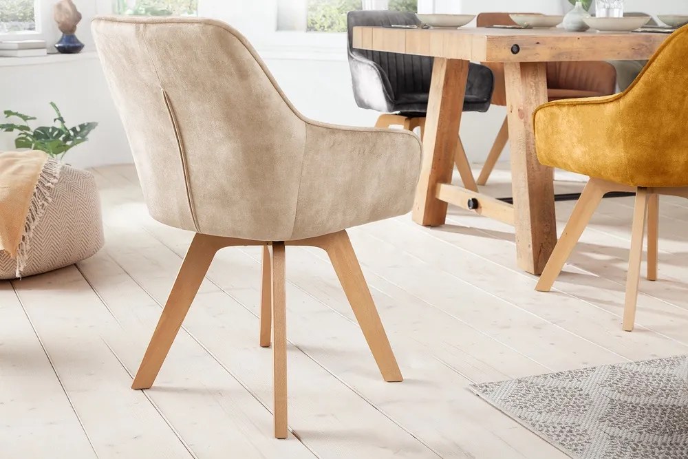 Designová otočná židle Gaura šampaňský samet