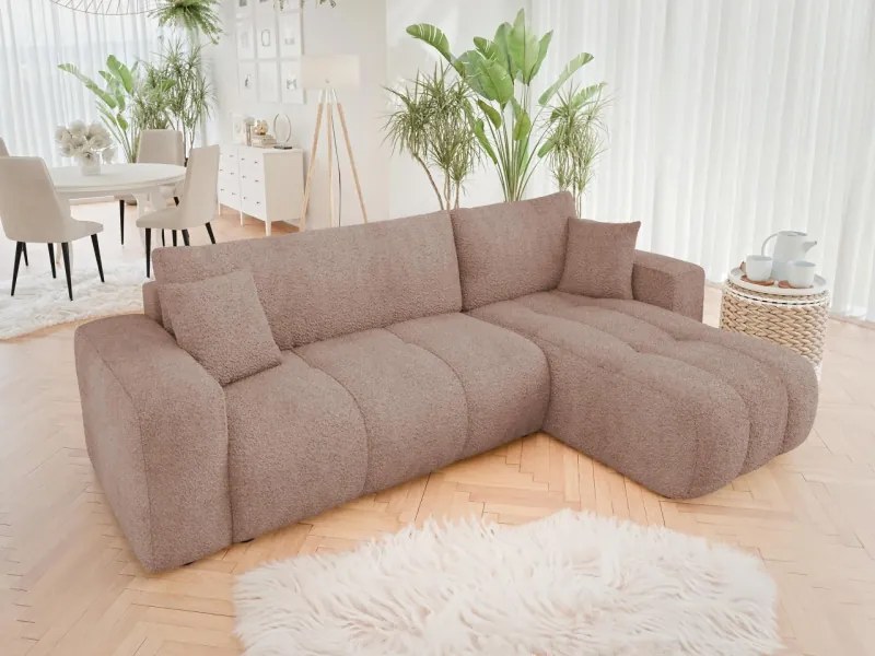 Rohová rozkládací sedačka Larow Boucle, Potah: Coral 55