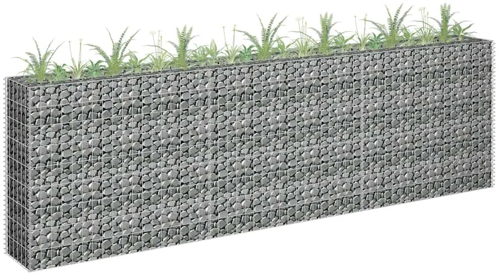Gabionový vyvýšený záhon pozinkovaná ocel 270 x 30 x 90 cm 145639