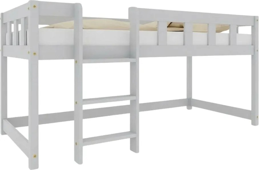 Benlemi Nízká vyvýšená postel PLOTTY s žebříkem 90x200 cm Zvolte barvu: Bílá, Zvolte stranu: Vlevo, Zvolte variantu: Bez závěsu