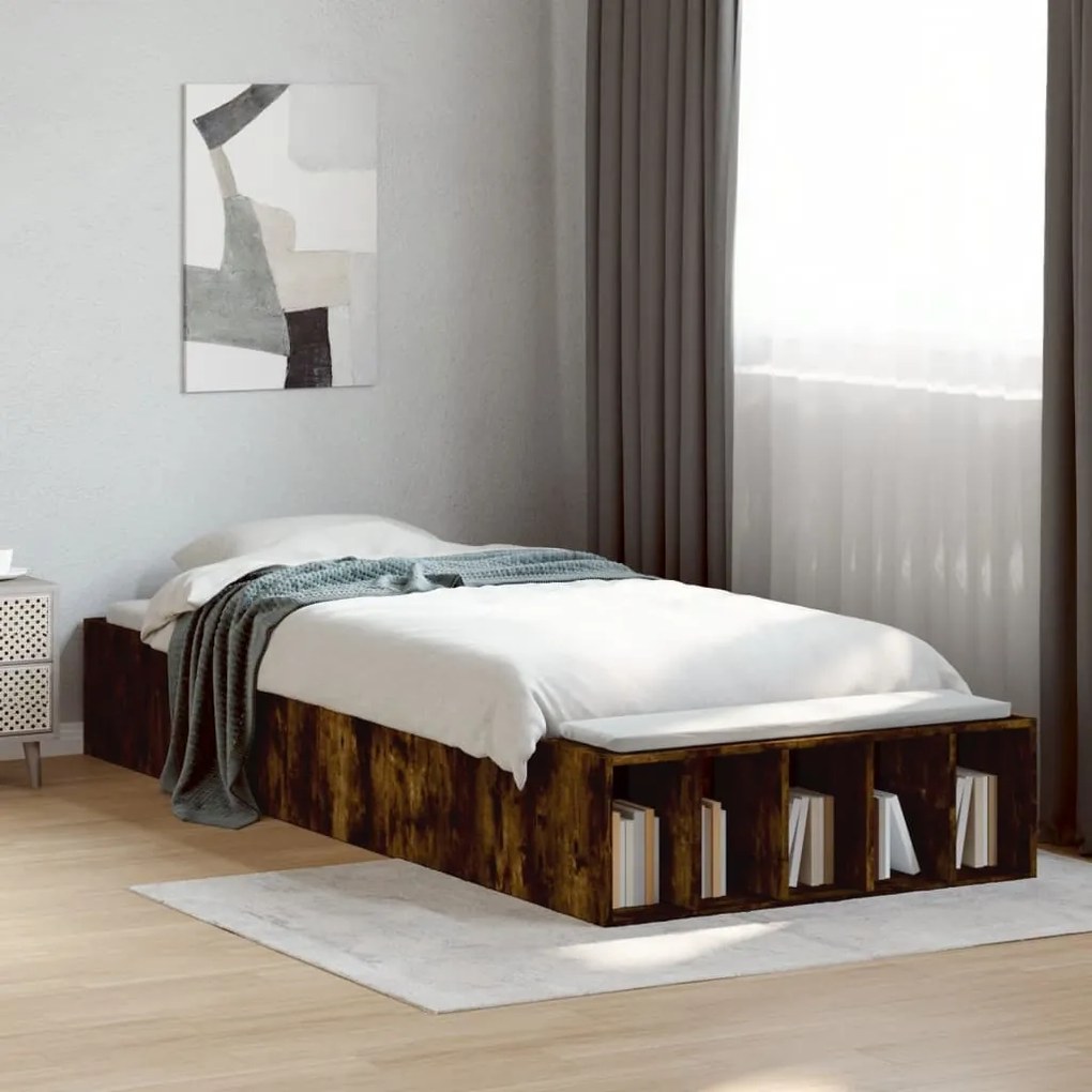 Rám postele kouřový dub 90 x 190 cm kompozitní dřevo 3280619