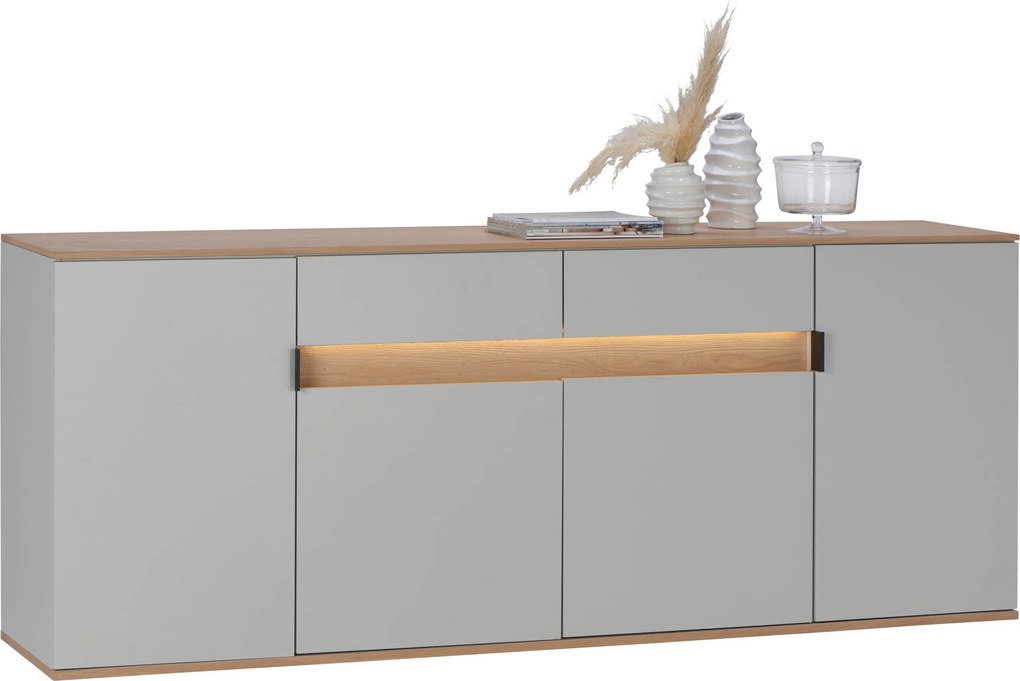 XXXLutz ŠIROKÁ KOMODA, sukový dub, barvy dubu, světle šedá, 205,6/80/42 cm Dieter Knoll - Šuplíkové komody - 001770000710