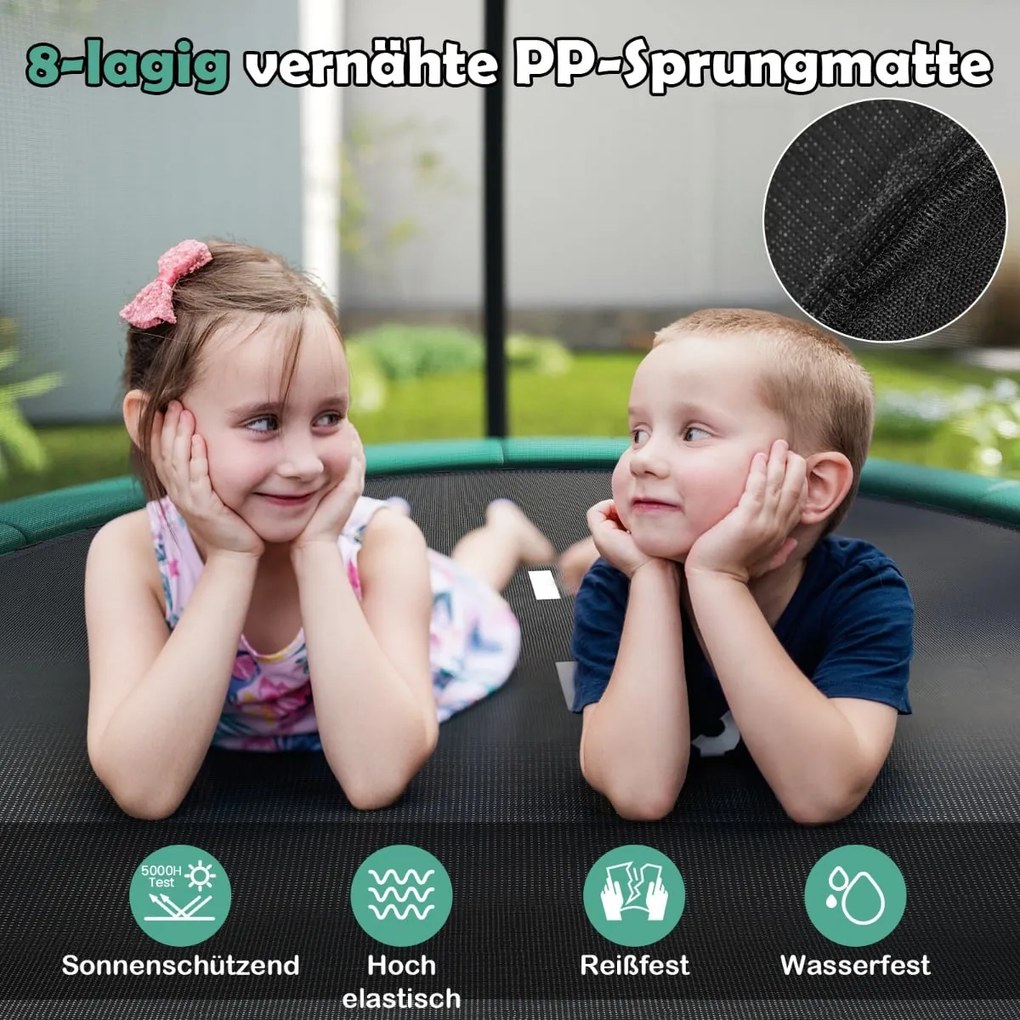 Costway Trampolína Ø244 cm se žebříkem a ochrannou sítí kulatá zahradní