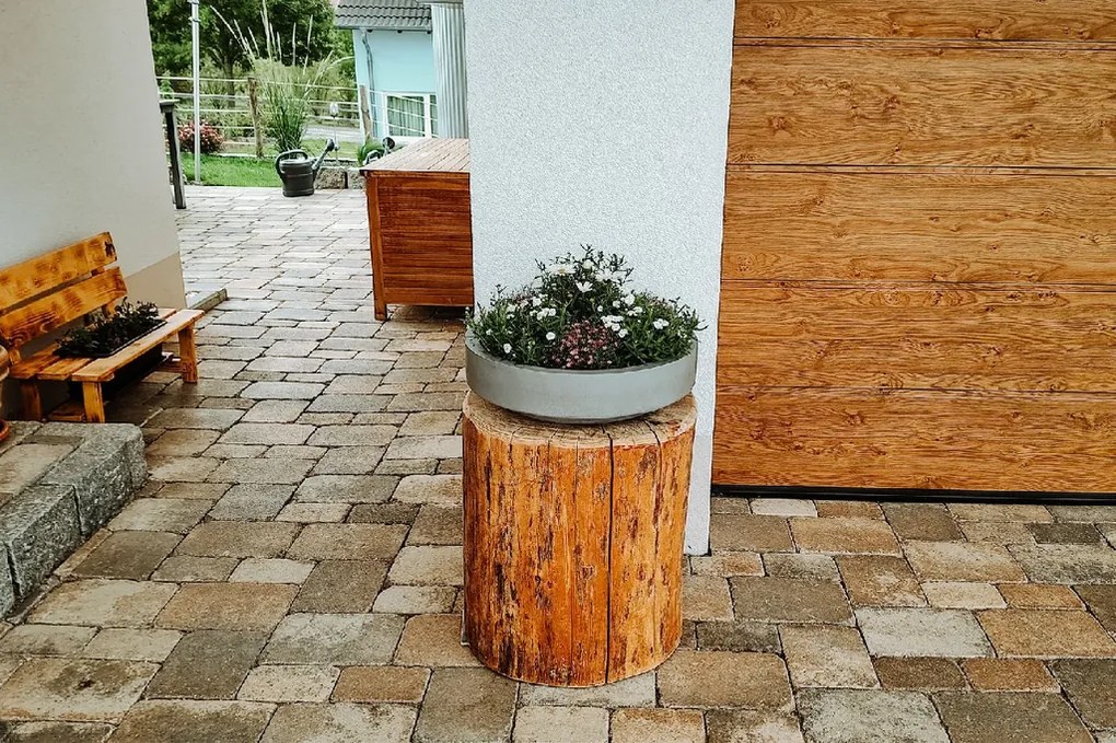 Mísa na květiny ESCADA LOW, sklolaminát, Ø 45 cm, šedá - beton design