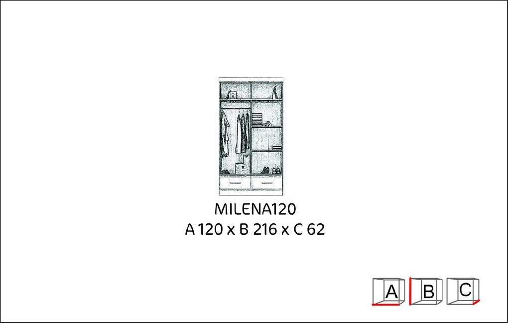 Arkos meble Skříň Milena 120 Barva: Bílá/bílý lesk