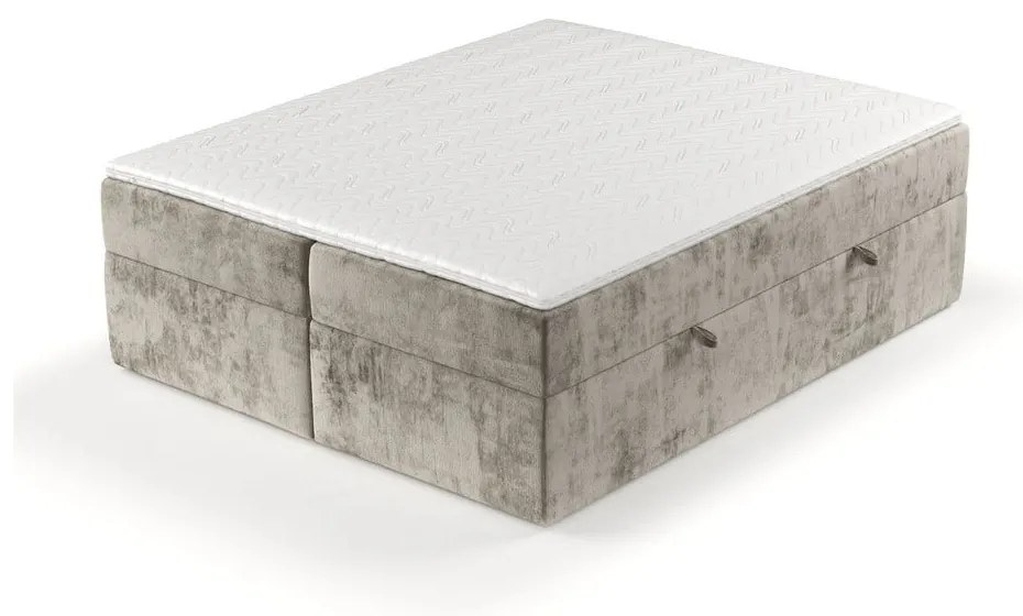 Světle hnědá boxspring postel s úložným prostorem 160x200 cm Yoko – Maison de Rêve