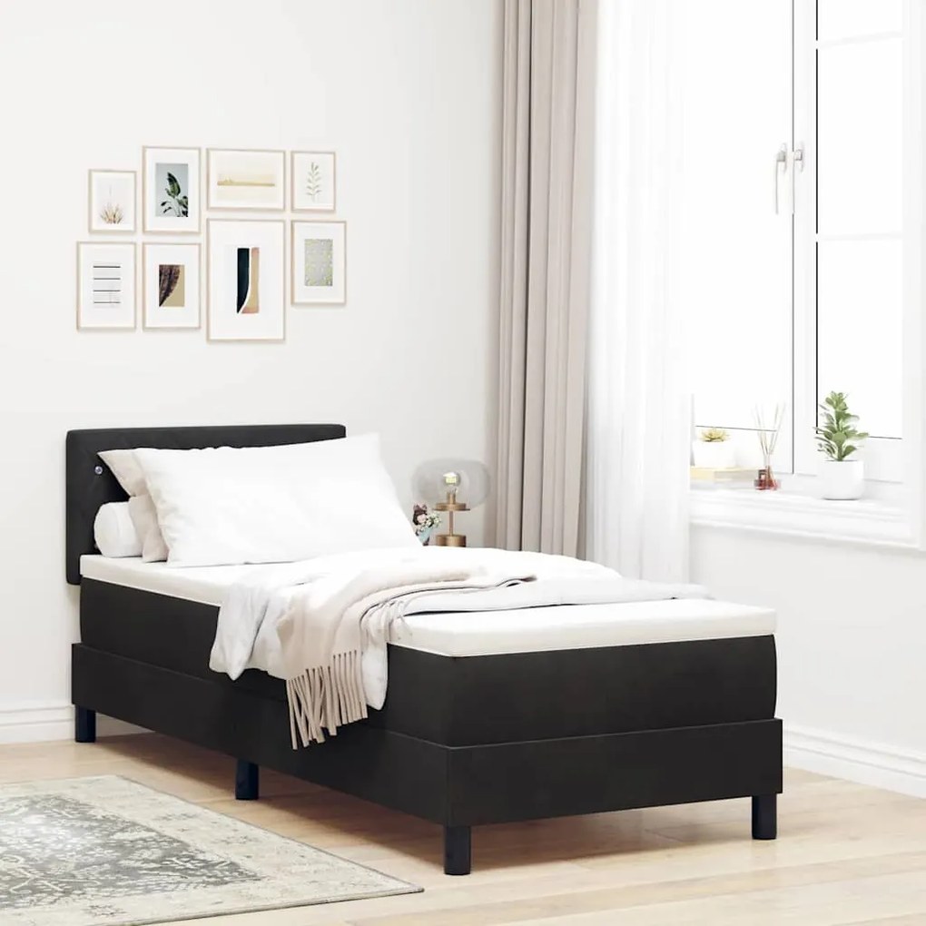 Postel s boxspringem s matrací s čelo Černá 80 x 200 cm samet 3339070