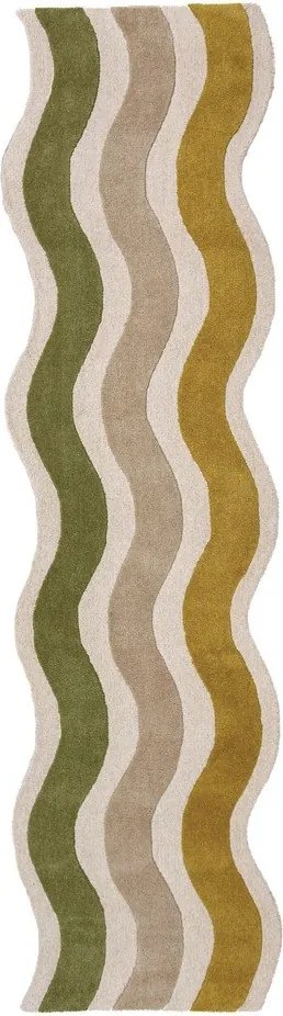 Zelený/v přírodní barvě ručně tkaný vlněný běhoun 80x300 cm Cascade Wool – Flair Rugs