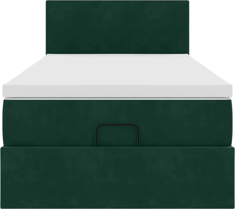Osmanský rám postele s matrací tmavě zelené 100x200cm samet 3312533