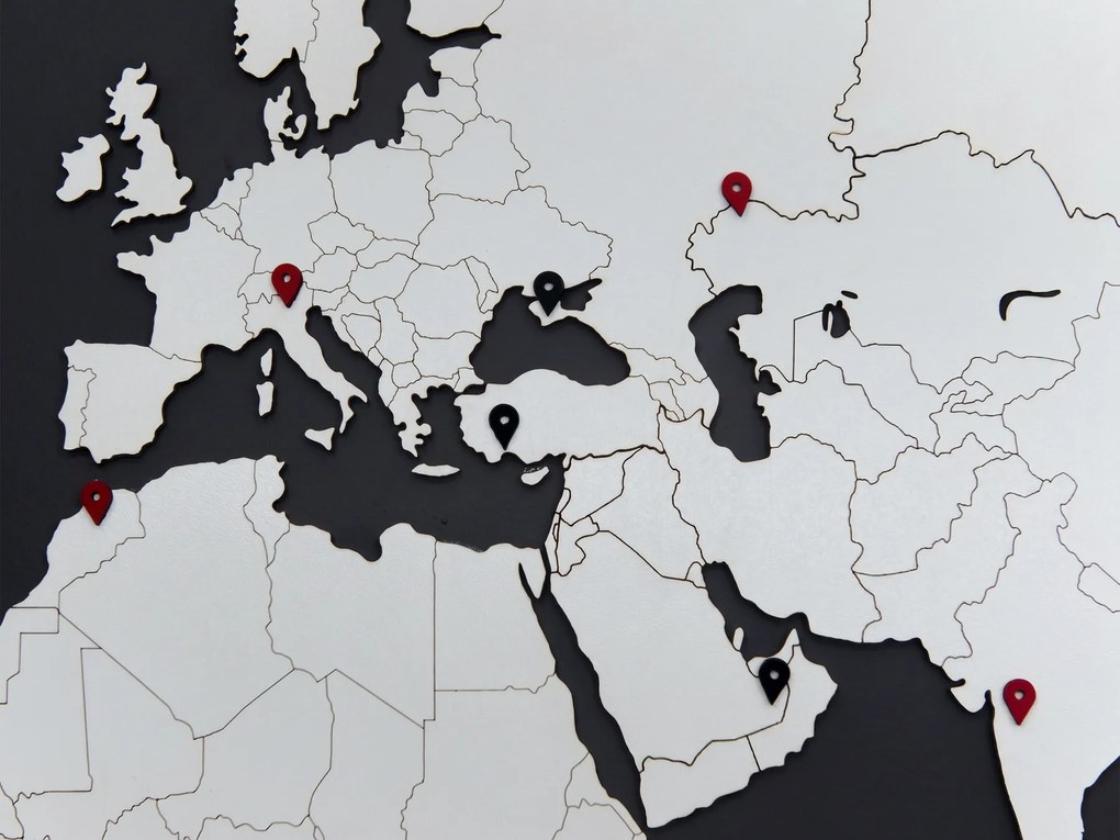 Dřevěná mapa světa HDF Minimalist Hnědá / 180 x 108 cm