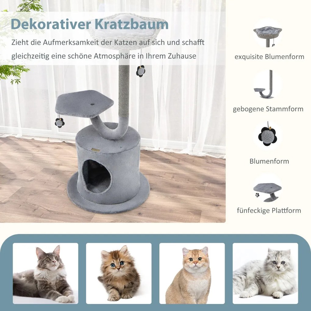 Costway Vnitřní škrabadlo se zakřiveným kovovým rámem, 3 vrstvé, centrum
