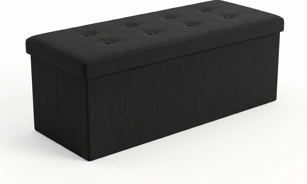 Puf s úložným prostorem obdélníkový, skládací, 110 × 38 × 38 cm, černý