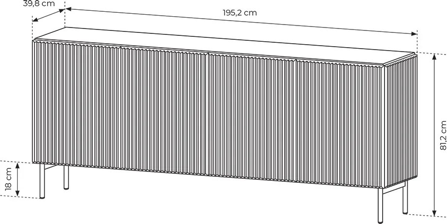MUTI k | komoda 195 4D | 195,2 cm | kašmír
