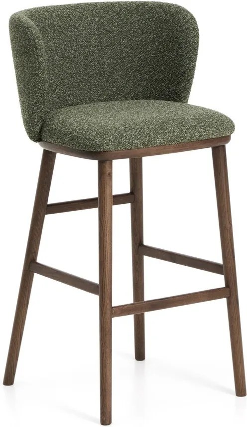 Tmavě zelená čalouněná barová židle (výška sedáku 75 cm) Ciselia – Kave Home