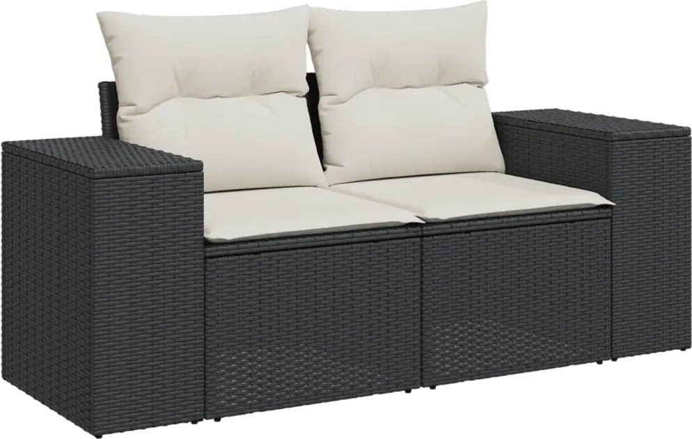 7dílná zahradní sedací souprava s poduškami černá polyratan 3222635