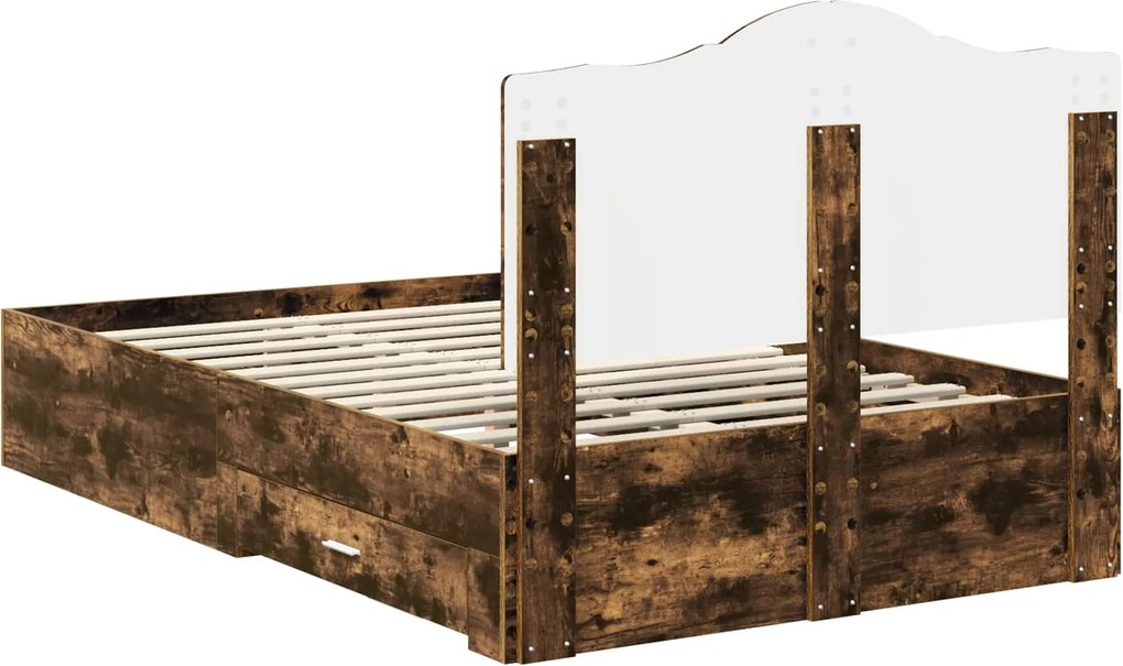 Rám postele s čelo Kouřový dub 120 x 200 cm Kompozitní dřevo 3413625