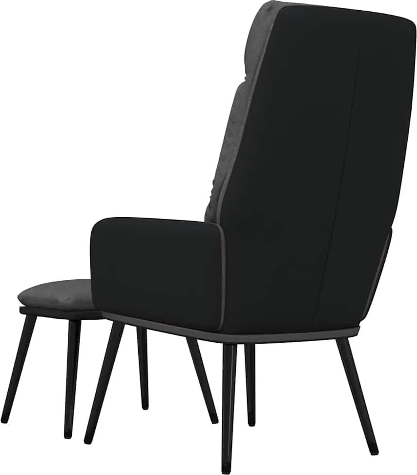 Relaxační křeslo se stoličkou tmavě šedé textil a umělá kůže 3097507