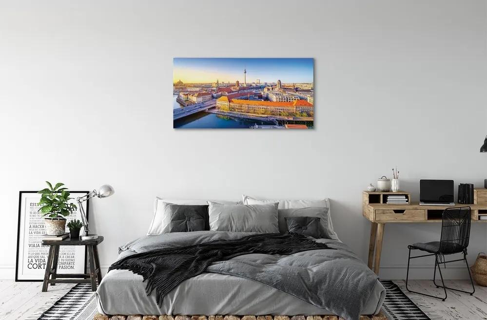 Obrazy na plátně Berlín říční mosty 140x70 cm