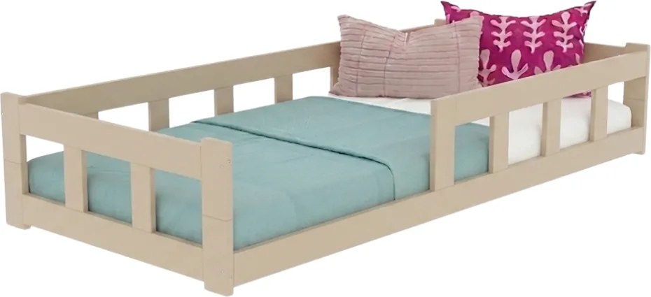 Benlemi Nízké jednolůžko FENCE 4v1 se zábranou 120x200 cm + matrace ADAPTIC Zvolte barvu: Pastelově růžová, Zvolte zábranu: S jednou zábranou vpravo
