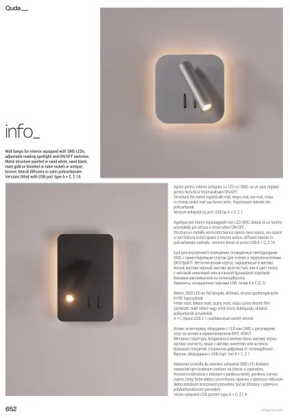 Redo 01-1491 - LED Nástěnné svítidlo QUDA LED/6W/230V + LED/3W CRI 90 bílá