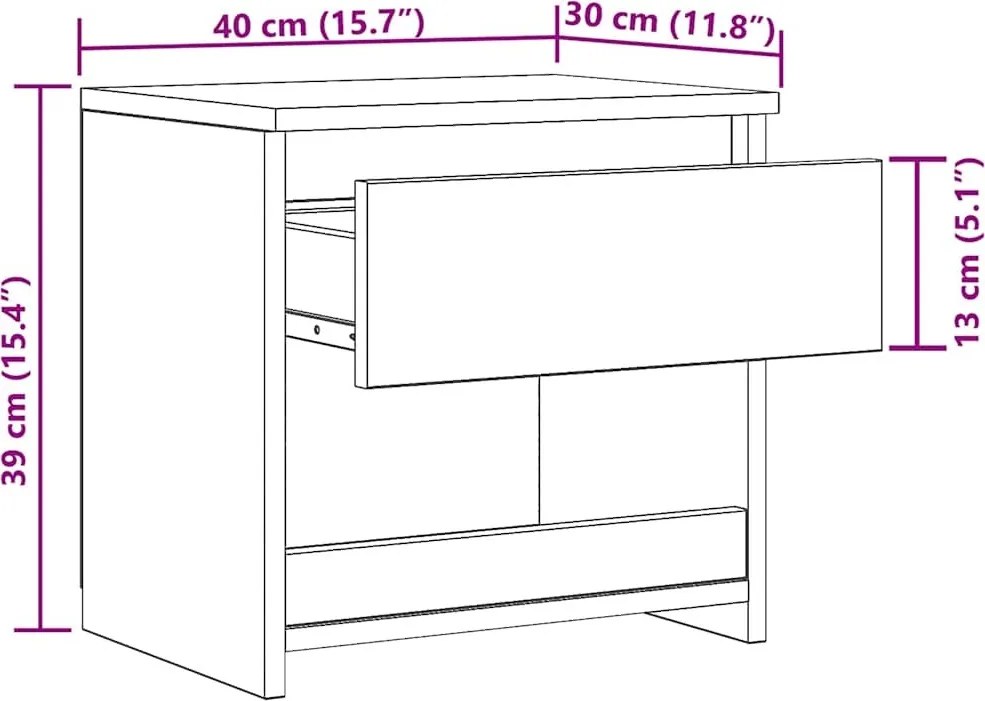 vidaXL Noční stolky 2 ks 40 x 30 x 39 cm kompozitní dřevo [803460] Barva: šedá sonoma