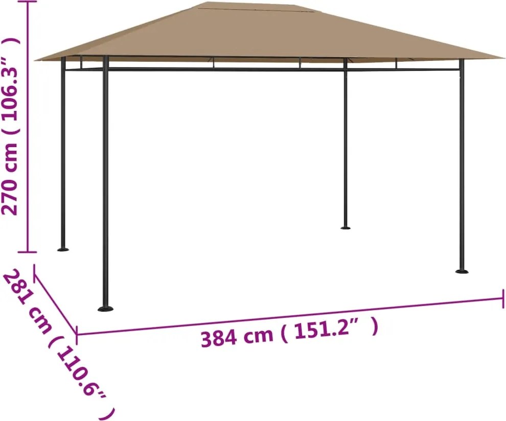 Altán 384x281x270 cm taupe 180 g/m² 313922