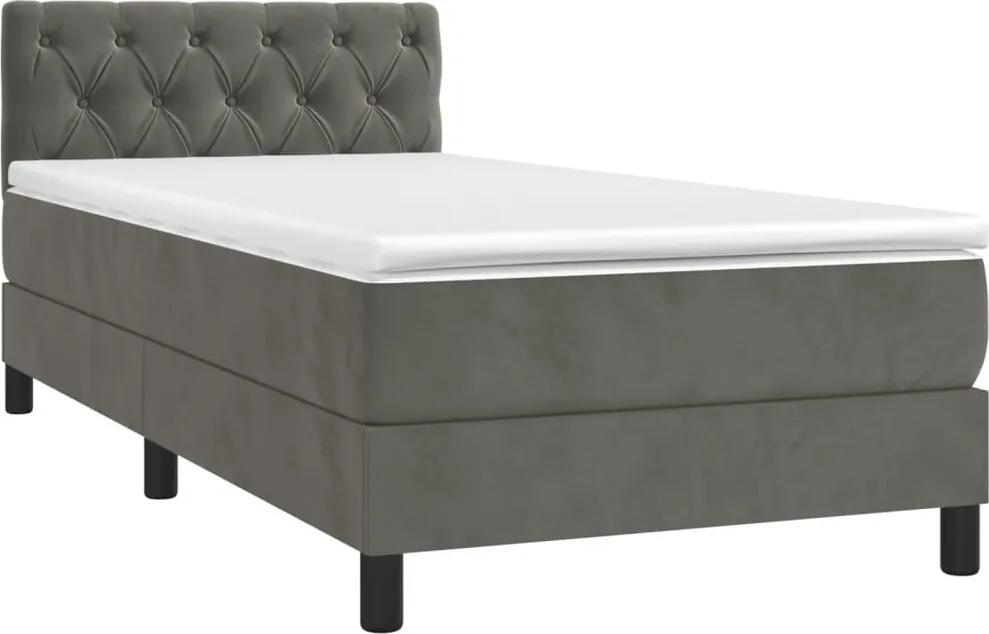 vidaXL Box spring postel s matrací a LED 80x200 cm samet [3134550] Barva: Černá