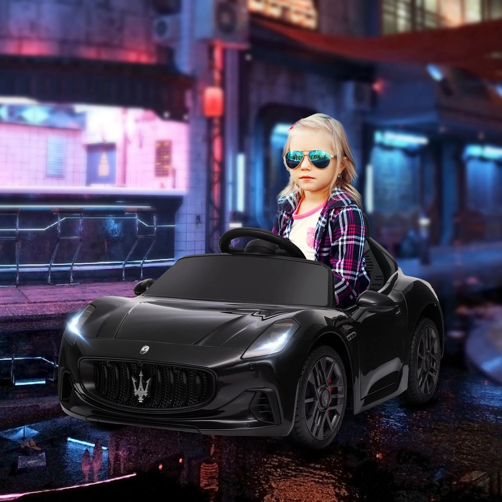 Dětské elektrické auto AIYAPLAY Maserati Gran Turismo Folgore, 12V s dálkovým ovládáním 2.4G, LED světla, hudba, klakson, MP3, auto pro děti od 3 do 5