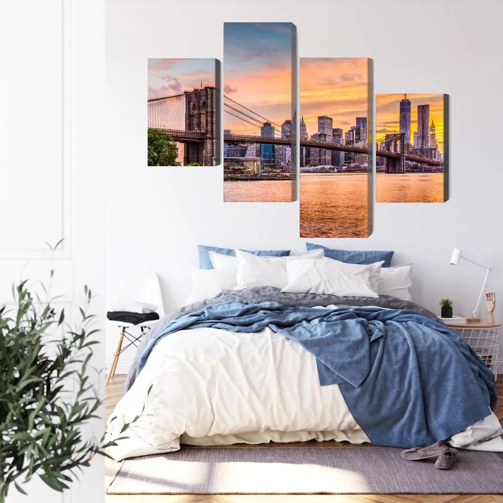 Vícedílný obraz New York City Panoramatická Krajina Nedostatek Nedostatek Plátno Canvas 80x50