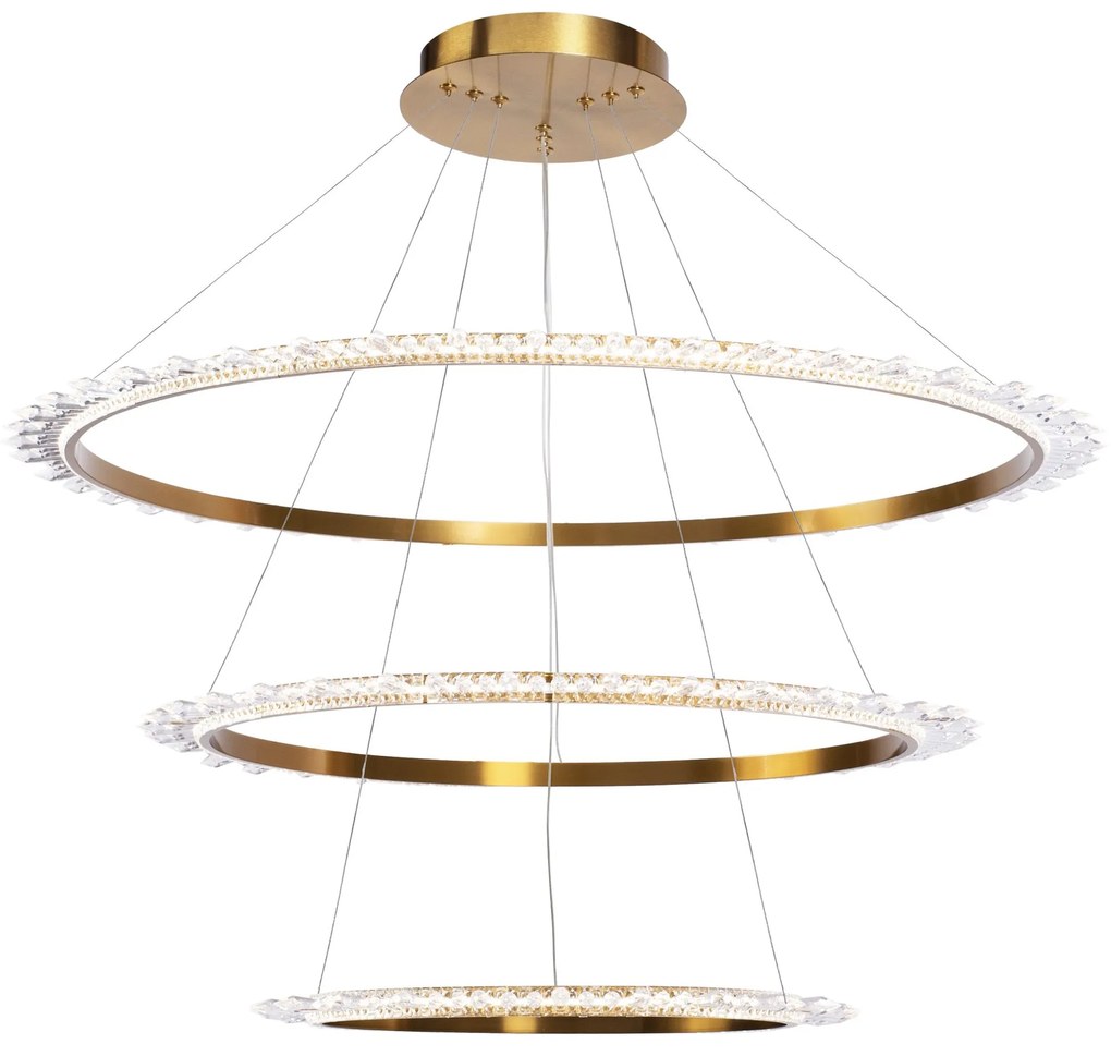 Toolight Toolight, LED křišťálové závěsné svítidlo + dálkové ovládání APP1202-CP, zlatá, OSW-05480