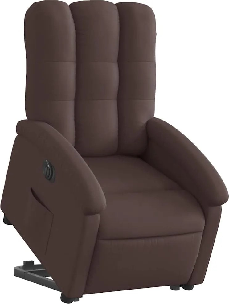 Elektrické zvedací polohovací křeslo tmavě hnědé textil 3204121