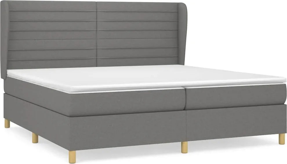 Box spring postel s matrací tmavě šedá 200x200 cm textil 3128630
