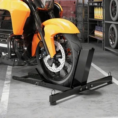 HOMCOM svěrka na kolo motorky, nastavitelný oblouk ve 14 stupních pro kola Ø34-84 cm, černá