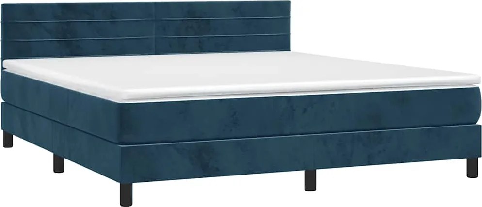Box spring postel s matrací tmavě modrá 160x200 cm samet 3141375